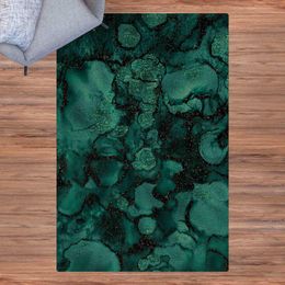 Bilderwelten Kork-Teppich Abstrakt t&uuml;rkis originell Korkmatte - T&uuml;rkise Tropfen mit Glitzer - Deko Wohnzimmer Schlafzimmer