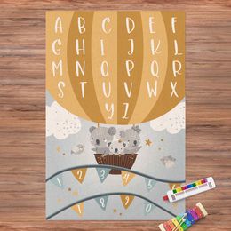 Bilderwelten Kork-Teppich Illustration pastell Fahrzeuge Korkmatte - ABC - Lernen wie im Flug - Ballon Kinderzimmer Baby M&auml;dchen Jungen