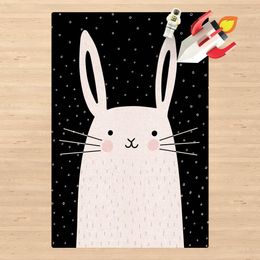 Kork-Teppich - Tierpark mit Mustern - Hase - Illustration schwarz Tiere Korkmatte Deko Kinderzimmer Baby M&auml;dchen Jungen