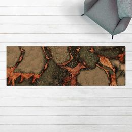 Bilderwelten Kork-Teppich Illustration gr&uuml;n Aquarell - Spiel der Farben Farngr&uuml;n und Gold - Deko Wohnzimmer Schlafzimmer