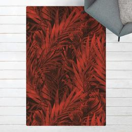 Bilderwelten Kork-Teppich Tropisch rot Korkmatte - Tropisches dunkles Unterholz Rot - Pflanzen Wohnzimmer Schlafzimmer