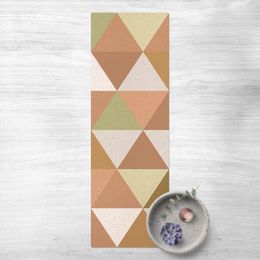 Bilderwelten Kork-Teppich Illustration gr&uuml;n Korkmatte - Geometrisches Muster gekippte Dreiecke Gr&uuml;n - Geometrisch Wohnzimmer Schlafzimmer