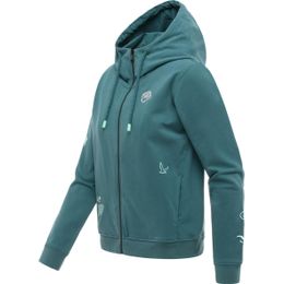 Ragwear Damen Sweatjacke "Parya Embro"hellpetrol, Gr. M, Material: 95% Baumwolle, 5% Elasthan, Sweatjacken, Damen Zipper mit Stickereien