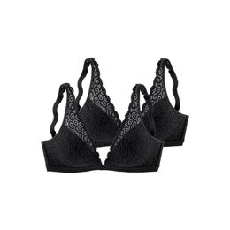 Damen Bralette-BH, PETITE FLEUR BY LASCANA, Gr. 80, schwarz, Spitze, Obermaterial: 90% Polyamid, 10% Elasthan, BHs, ohne B&uuml;gel aus Spitze, Dessous