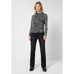Damen Langarmbluseflint grau, Gr. 40, STREET ONE STUDIO, gemustert, Stoff, Obermaterial: 95% Polyester, 5% Elasthan. Futter: 100% Viskose, Blusen,