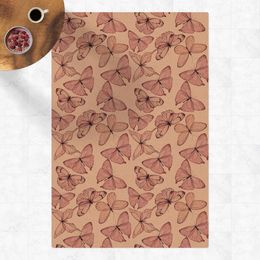 Bilderwelten Kork-Teppich Tropisch rosa Tiere Korkmatte - Zarte Rosa Schmetterlinge - Schmetterlinge Wohnzimmer Schlafzimmer