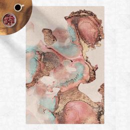 Bilderwelten Kork-Teppich Abstrakt rosa originell Aquarell - Goldenes Aquarell Ros&eacute; - Deko Wohnzimmer Schlafzimmer