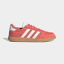 Damen Sneaker "BREAKNET SLEEK", adidas Sportswear, Gr. 39, rot, Leder, Synthetik, Schuhe, inspiriert vom Design des adidas handball spezial