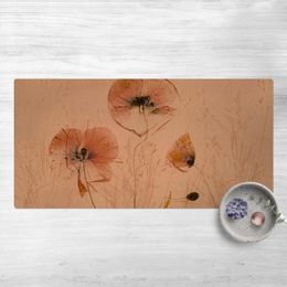 Kork-Teppich - Getrocknete Mohnbl&uuml;ten mit zarten Gr&auml;sern - Motiv beige Korkmatte Mohn Wohnzimmer Schlafzimmer