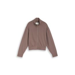 Tom Tailor Damen Sweatjacke, braun, Gr. 152, unifarben, Sweatware, Obermaterial: 100% Baumwolle, Sweatjacken, mit Stehkragen