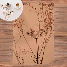 Bilderwelten Kork-Teppich Motiv braun Blumen Korkmatte - Trockenblume im Lichtspiel - Deko Wohnzimmer Schlafzimmer