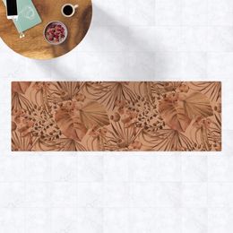 Bilderwelten Kork-Teppich Tropisch braun Aquarell - Beige Palmenbl&auml;tter - Pflanzen Wohnzimmer Schlafzimmer