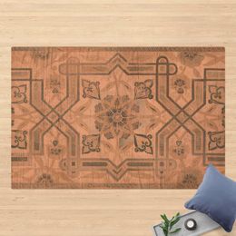 Kork-Teppich - Holzpaneel Persisch Vintage III - Vintage weiss Korkmatte Ornamente Wohnzimmer Schlafzimmer