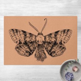Kork-Teppich - Illustration fliegende Motte Schwarz - Illustration schwarz Tiere Korkmatte Insekten Wohnzimmer Schlafzimmer