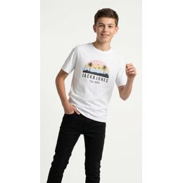 Jack & Jones Kinder Langarmshirt "JJPALM TEE LS CREW NECK 2PK MP JNR", bunt, Gr. 140, JACK & JONES JUNIOR, bedruckt, Single Jersey, Obermaterial: 100% Baumwolle,