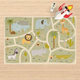 Kork-Teppich - Safari - Die gro&szlig;e Vielfalt der Tiere - Illustration bunt Tiere Korkmatte Elefant Kinderzimmer Baby M&auml;dchen Jungen