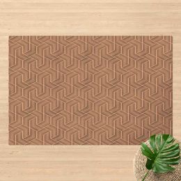 Bilderwelten Kork-Teppich modern grau Korkmatte - 3D Muster mit Streifen in Silber - Geometrisch Wohnzimmer Schlafzimmer