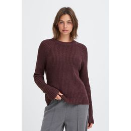 oxmo Damen Strickfleece-Pullover "Strickpullover OXKanna", braun, Gr. XS, Obermaterial: 60% Baumwolle CO. 40% Polyacryl PAN., Pullover