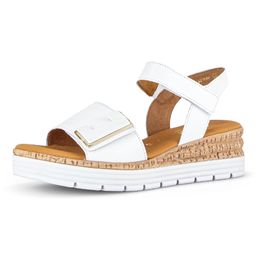 Gabor Damen Keilsandalette "GENUA", Gr. 42, wei&szlig;, Kalbsleder, unifarben, Schuhe, Keilabsatz, Sommerschuh, Sandale mit Klettverschl&uuml;ssen, Weite G