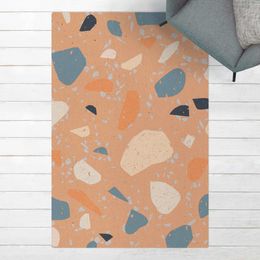 Kork-Teppich - Detailliertes Terrazzo Muster Asti - modern petrol Mosaik Deko Wohnzimmer Schlafzimmer
