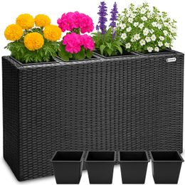 Casaria Polyrattan Blumentopf Schwarz 95x27x60cm
