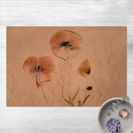 Bilderwelten Kork-Teppich Motiv beige Korkmatte - Getrocknete Mohnbl&uuml;ten mit zarten Gr&auml;sern - Mohn Wohnzimmer Schlafzimmer