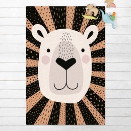Bilderwelten Kork-Teppich Illustration schwarz Tiere Korkmatte - Tierpark mit Mustern - L&ouml;we - L&ouml;we Kinderzimmer Baby M&auml;dchen Jungen