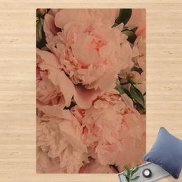 Kork-Teppich - Pfingstrosen Hellrosa - Landhaus rosa Blumen Korkmatte Rose Wohnzimmer Schlafzimmer
