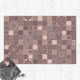Bilderwelten Kork-Teppich Digital Art rosa Fliesenoptik - Art Deco Fliesen Rosa Marmor mit Schimmer - Deko Wohnzimmer Schlafzimmer