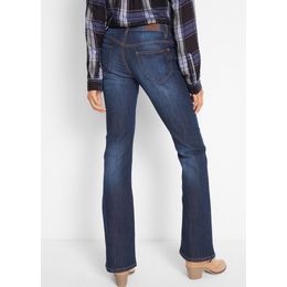 bonprix Damen Bootcut-Jeans "Bootcut-Jeans Mid Waist, Komfort-Stretch", blau, Gr. 50, unifarben, Denim/Jeans, Obermaterial: 82% Baumwolle, 17%