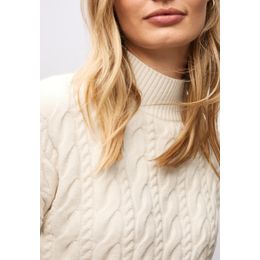 Street One Damen Rollkragenpullover, beige, Gr. 44, Zopfmuster, Strick, Obermaterial: 51% Viskose, 30% Polyester, 19% Nylon, Pullover, mit Zopfmuster