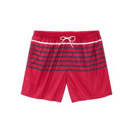 John Devin Herren Badeshorts, rot, Gr. L, gestreift, Polyester, Badehosen, mit platziertem Streifendesign