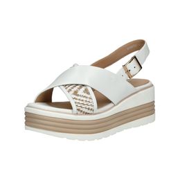 REGARDE LE CIEL Damen Keilsandalette "Regarde Le Ciel Sandalen Leder/Textil", Gr. 40, wei&szlig;, Leder, Textil, Schuhe