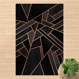 Bilderwelten Kork-Teppich Abstrakt schwarz originell Aquarell - Schwarze Dreiecke Gold - Geometrisch Wohnzimmer Schlafzimmer