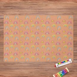 Bilderwelten Kork-Teppich Illustration bunt Aquarell - Aquarell Regenbogen - Regenbogen Kinderzimmer Baby M&auml;dchen Jungen