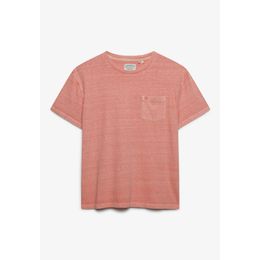 Superdry Herren Rundhalsshirt "COTTON CLASSIC LINEN PKT TEE", rosa, Gr. L, unifarben, Single Jersey, Obermaterial: 80% Baumwolle, 20% Leinen, Shirts,