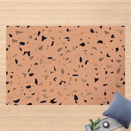 Kork-Teppich - Terrazzo Wirbelsturm - modern blau Korkmatte Retro Wohnzimmer Schlafzimmer