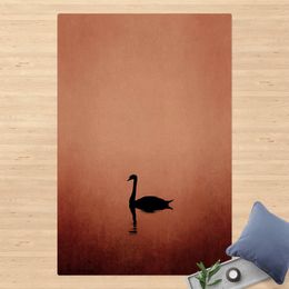 Bilderwelten Kork-Teppich modern rot Natur Korkmatte - Schwan im Sonnenuntergang - Sonnenuntergang Wohnzimmer Schlafzimmer