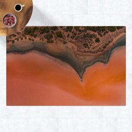 Bilderwelten Kork-Teppich Motiv orange Natur Korkmatte - Oranges Seeufer auf Sardinien - Landschaft Wohnzimmer Schlafzimmer