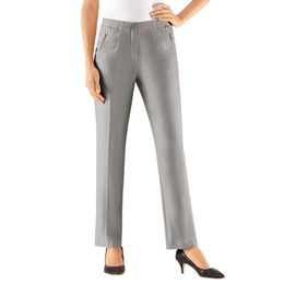 COME ON Damen B&uuml;gelfaltenhose, grau, Gr. 52, meliert, unifarben, 65% Polyester, 32% Viskose, 3% Elasthan, Hosen