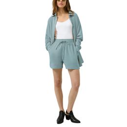 QS Damen Langarmbluse, blau, Gr. 34, unifarben, Crash, Obermaterial: 100% Baumwolle, Blusen, Bluse extra lang, in Crashed-Optik