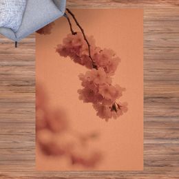 Bilderwelten Kork-Teppich Motiv rosa Blumen Korkmatte - Zartrosane Fr&uuml;hlingsbl&uuml;te mit Bokeh - Kirschbl&uuml;te Wohnzimmer Schlafzimmer