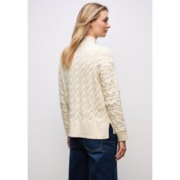 Street One Damen Rollkragenpullover, beige, Gr. 42, Zopfmuster, Strick, Obermaterial: 51% Viskose, 30% Polyester, 19% Nylon, Pullover, mit Zopfmuster