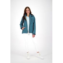 DEPROC Active Damen Softshelljacke "SHELBY PEAK DC", blau, Gr. 38, Softshell, 100% Polyester, Jacken, leichte Softshelljacke mit All-Over-Print und