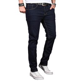 Herren Slim-fit-Jeans "ASLuca", blau, Gr. 33, Alessandro Salvarini, Destroyed-Effekte, leichte Abriebeffekte, Denim/Jeans, Obermaterial: 98%