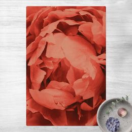 Kork-Teppich - Pfingstrose Bl&uuml;te Koralle - Landhaus rosa Blumen Korkmatte Rose Wohnzimmer Schlafzimmer