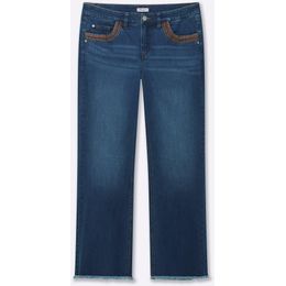 sheego Damen Bootcut-Jeans, beige, Gr. 52, unifarben, 95% Baumwolle, 3% Polyester, 2% Elasthan, Jeans