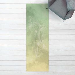 Kork-Teppich - Blauwal auf Gr&uuml;nem Aquarell - Illustration gr&uuml;n Tiere Korkmatte Deko Wohnzimmer Schlafzimmer
