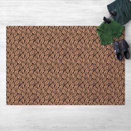 Bilderwelten Kork-Teppich Abstrakt schwarz Korkmatte - Nat&uuml;rliches Muster gro&szlig;e Bl&auml;tter auf Schwarz - Deko Wohnzimmer Schlafzimmer