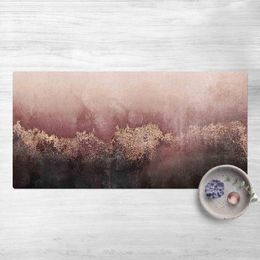 Kork-Teppich - Goldene D&auml;mmerung Rosa - Abstrakt rosa originell Aquarell Deko Wohnzimmer Schlafzimmer
